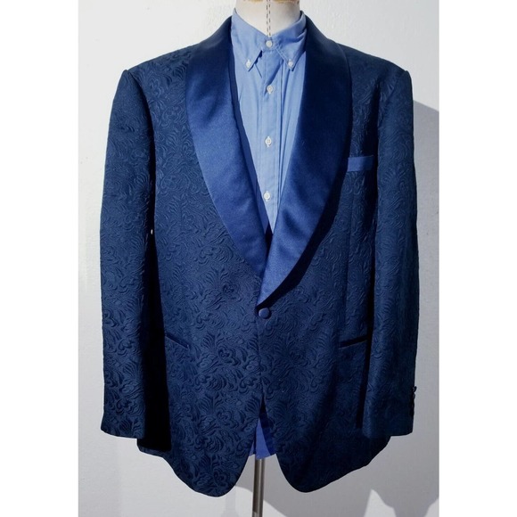Sebastian | Suits & Blazers | Bespoke Navy Blue Floral Jacquard ...
